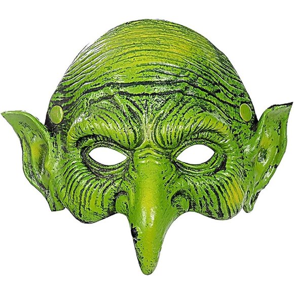 Other | Old Witch Halloween Scary Green Half Face Eagle Nose Sorceress ...
